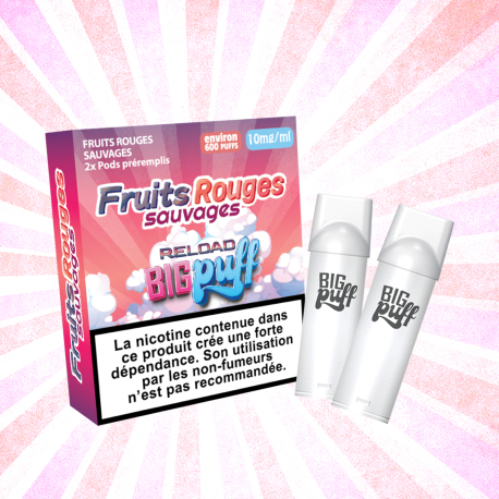 Pod Fruits Rouges Sauvages à 7,50€, Recharge Big Puff Reload Pas Cher